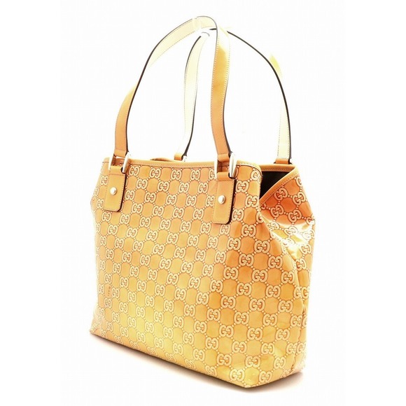 Gucci | Bags | Gucci Enamel Orange Bag Leather Tote Shoulder Gg Patent ...